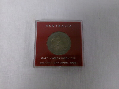 1970 AUSTRALIA CAPTAIN COOK BICENTENARY 50 CENT SPECIMEN RED COIN UNC ...