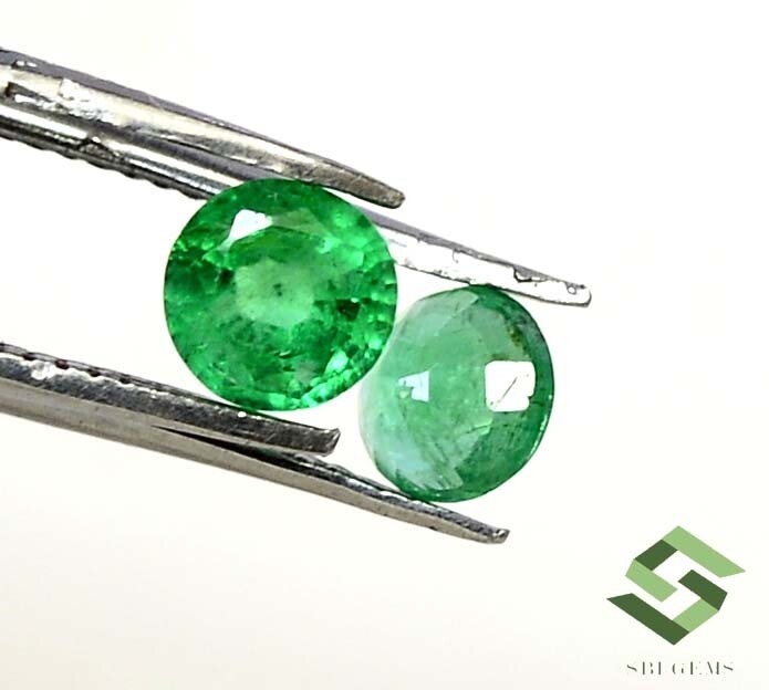 4.50 mm Certified Natural Emerald Round Cut Pair 0.66 CTS Untreated ...
