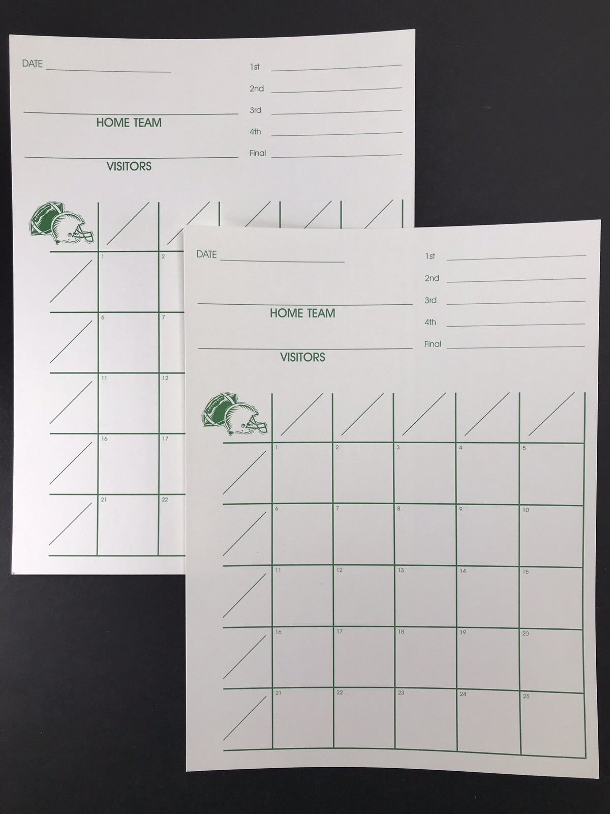 5-25 Square Football Raffle Board HOME & VISITOR 1st 2nd 3rd 4th ...
