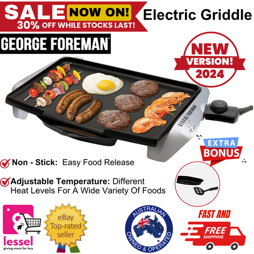 George Foreman Electric Grill Pan Hot Plate with Drip Tray Spatula Camping | eBay