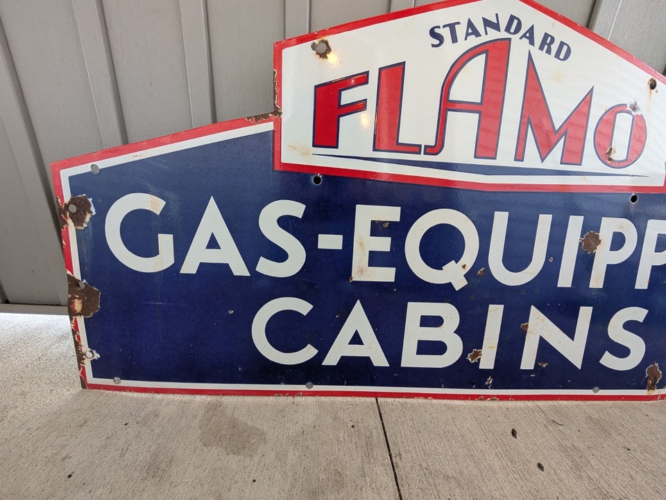 Large 60" Vintage 1930s Standard Oil "Flamo Gas Equipped Cabins" SSP ...