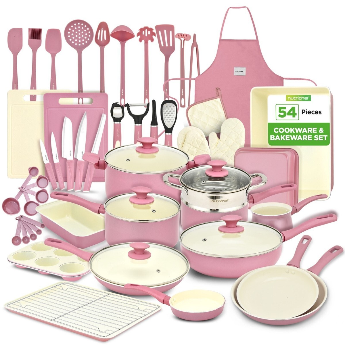 Pink Kitchenware Pink Kitchenware Set Bowl, Plate, And Spoon Trio