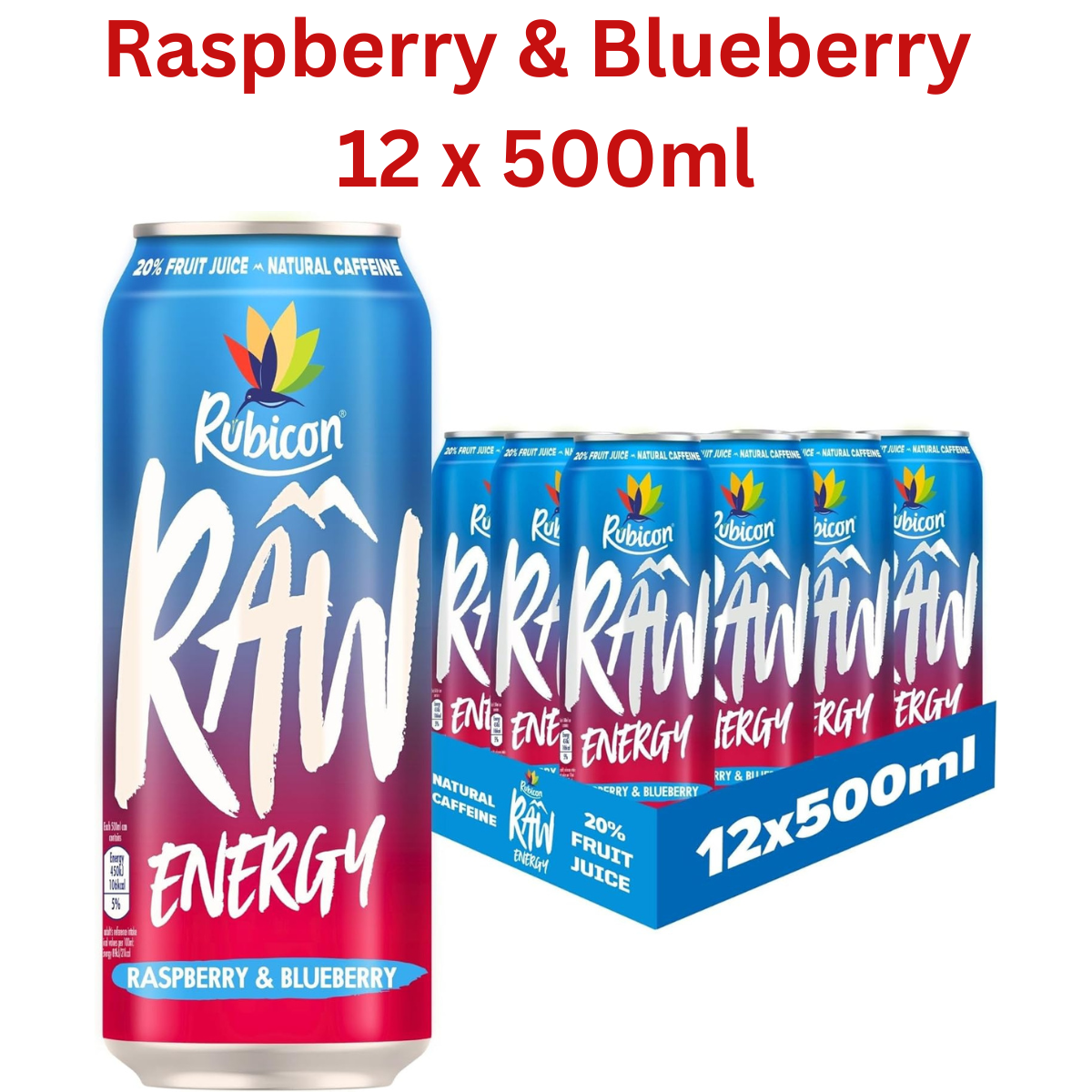 Natural Rubicon RAW Energy Drink 12 x 500ml Fitness Drinks Made With 20 ...