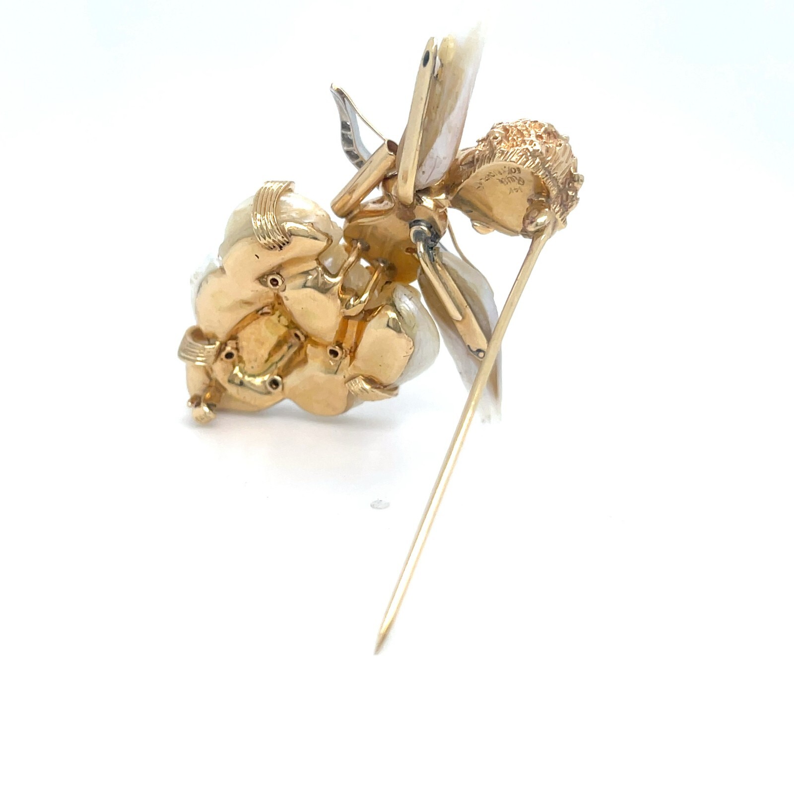 Ruser Mississippi River Pearl Diamond Sapphire and 14k Gold Cherub ...