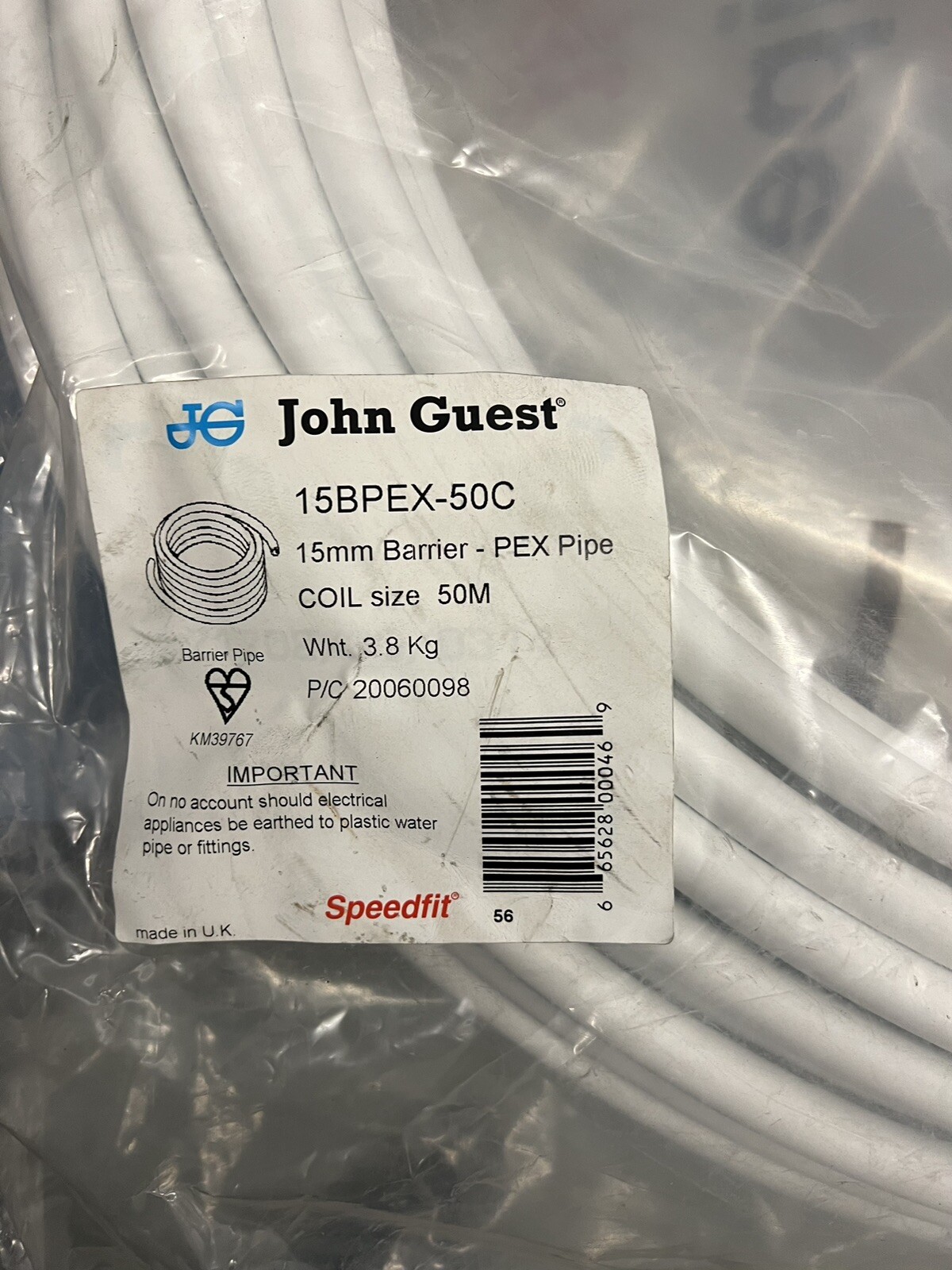 JG Speedfit 15 BPEX- 50C Barrier PEX Pipe, 15mm X 50m | eBay UK