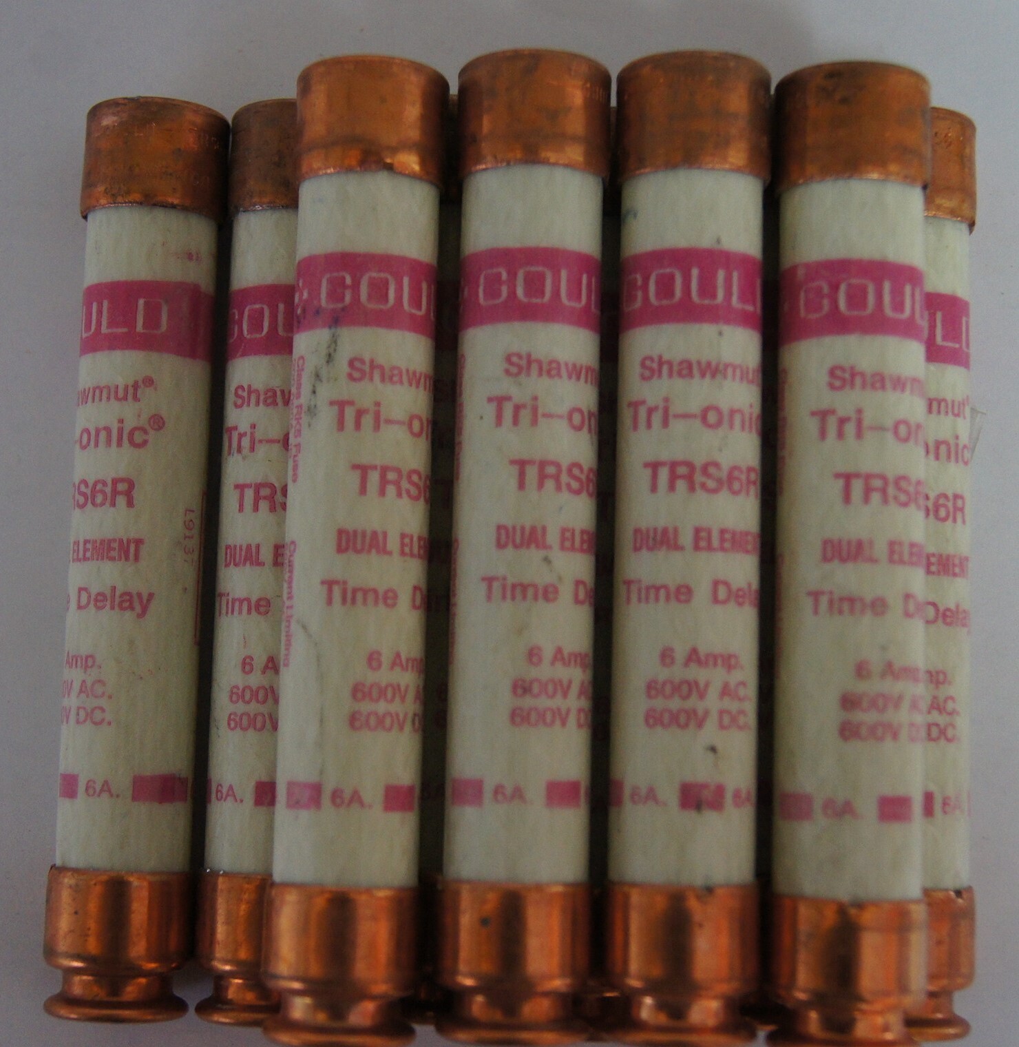 LOT OF 10 GOULD SHAWMUT TRS6R TRI-ONIC FUSES 6A 600 VAC DUAL ELEMENT ...