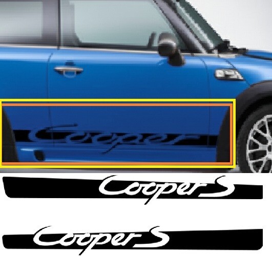 R53 MINI Cooper S MCS Side Skirt Door Racing Stripe Vinyl Stickers ...