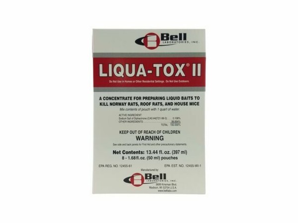 Liqua Tox II Liquid Rodenticide Mice Rats 8 X1.68 Oz Packs Bell Labs ...