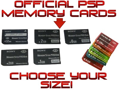 Official PSP SanDisk Memory Stick Pro Duo SD Card MagicGate! 4GB 2GB ...