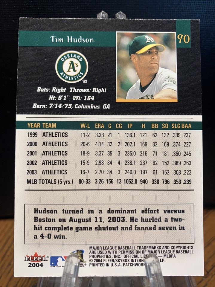 2004 (ATHLETICS) Fleer Patchworks #90 Tim Hudson | eBay