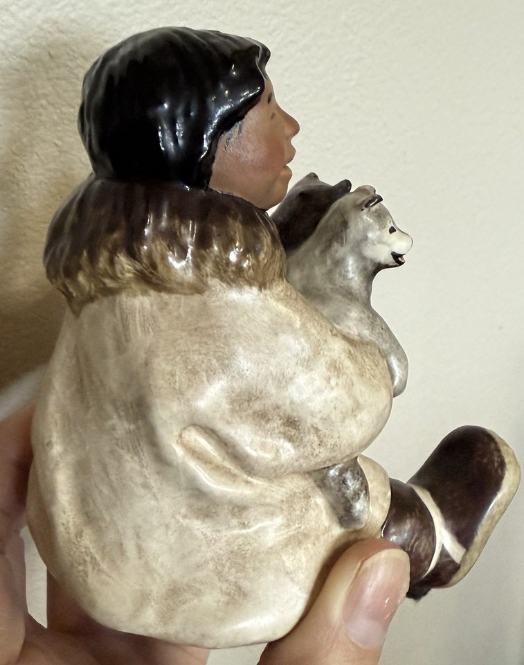 Vintage C. Alan Johnson Alaska Inuit Boy Figure Christopher With Husky ...