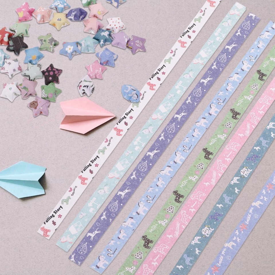 2160 Pcs Folding Star Paper Stars Cartoon Origami Pattern Strips Kit ...