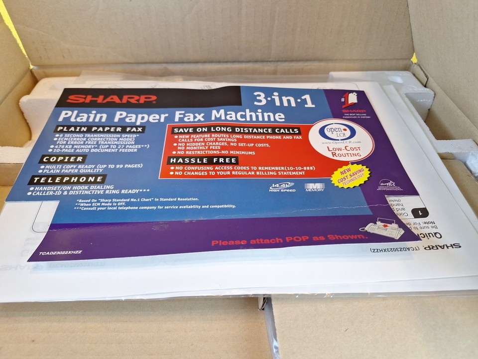 NIB Sharp UX-355L Fax Machine Plain Paper Facsimile Machine Home/Office ...
