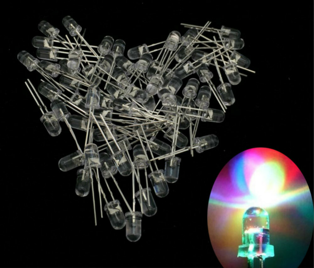 1000pcs Rainbow flashing RGB fast and slow flash 5mm Round LED lights ...