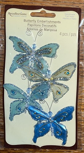 Recollections 3D Blue Butterfly Butterflies Glittery Pearls Scrapbook ...