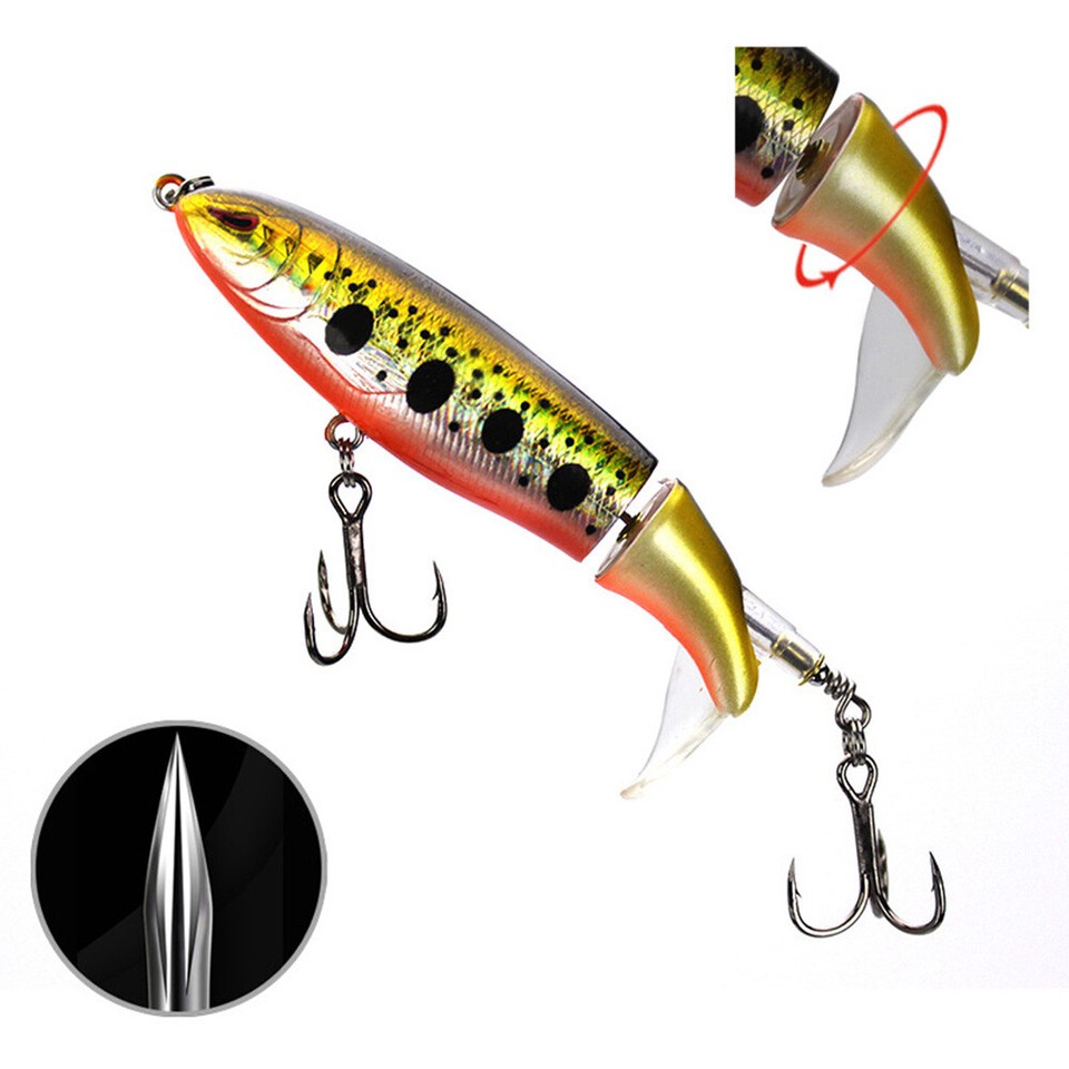 5pcs Whopper Popper Artificial Bait with Rotating Tail Hard Plopper ...