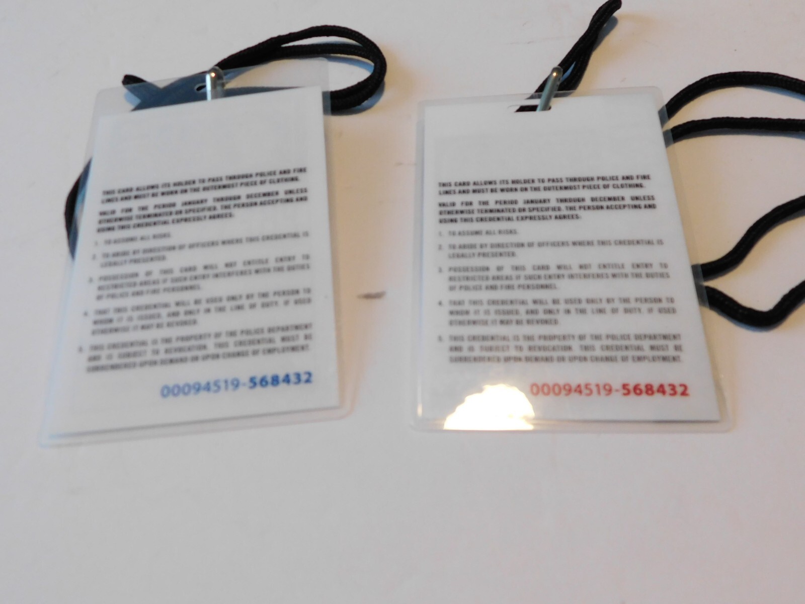 TWO (2) PROP PRESS PASS BADGES WORN ON SCREEN IN THE HIT TV SERIES "24 ...