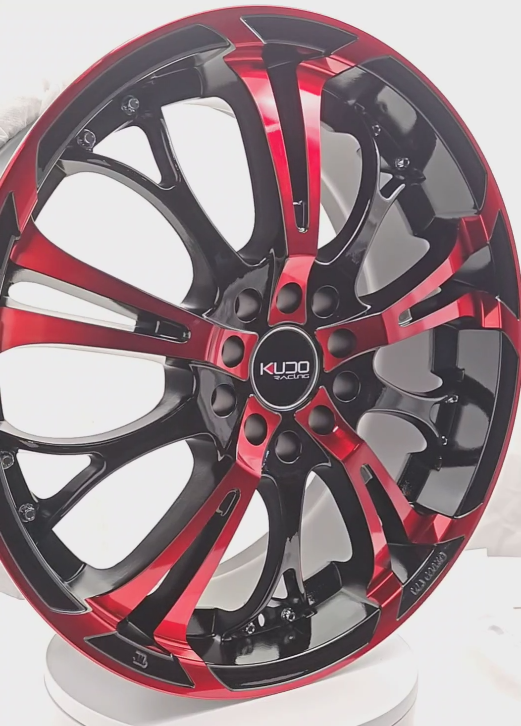 16x7 Kudo Racing Defuse Wheels Rims 5x100 5x114.3 5x4.5 Black w/Red ...