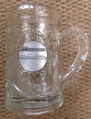 1990 - 1997 SS MERIDIAN CELEBRITY CRUISES GLASS BEER MUG with PEWTER ...