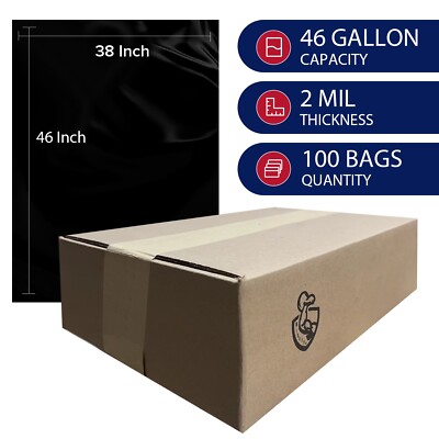 46 Gallons Garbage bags Heavy duty-100 packs -38*46-2 mil-Trash Can ...