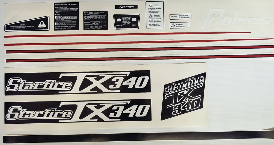 1976 Polaris TX340 Starfire Snowmobile Reproduction Decals High Quality ...