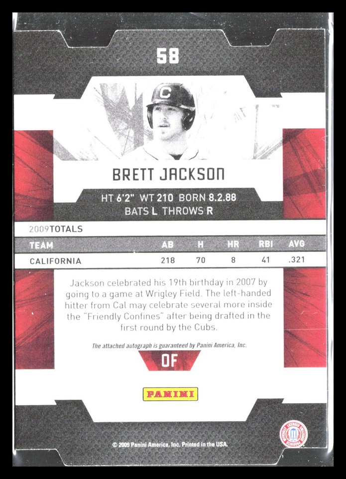 Brett Jackson 2009 Donruss Elite Extra Edition #58 /100Auto Aspirations ...