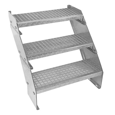 Height Adjustable Metal Staircase Galvanised Steel Modular Steps 600mm ...