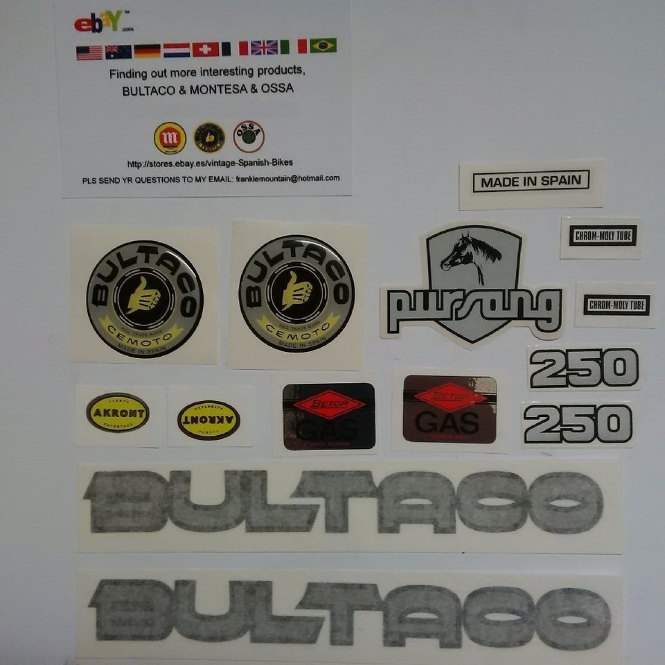 BULTACO PURSANG MK9 250cc MODEL 167 NEW FULL KIT DECALS ALL BIKE ...