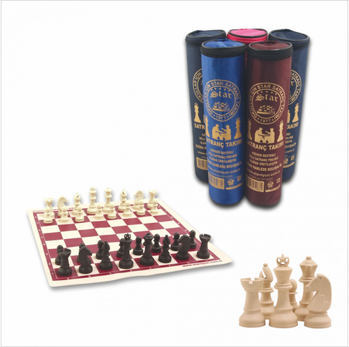 STAR School Chess Set Small Size Plastic Chess Piece And Roll-Up Board ...