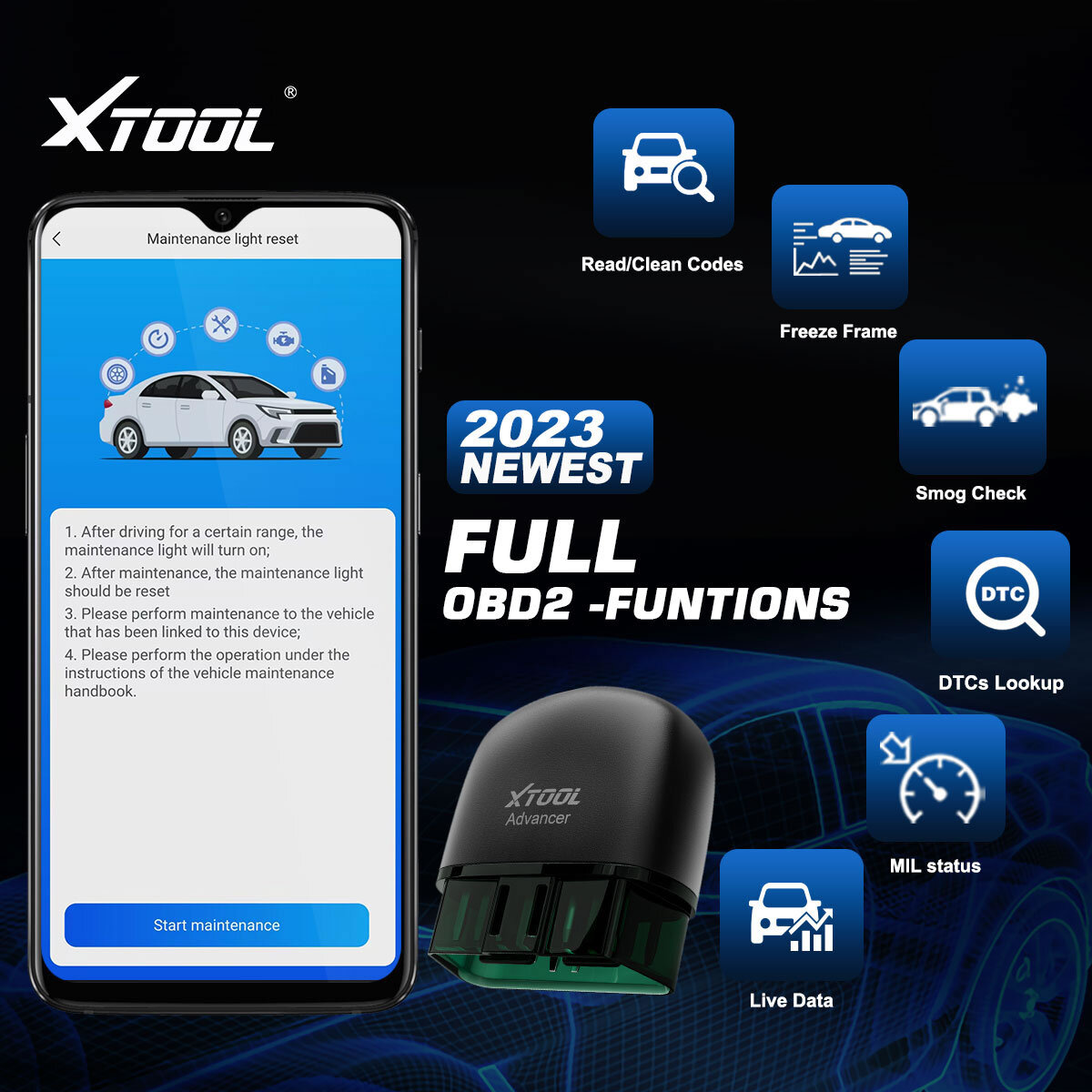 XTOOL AD20 PRO OBD2 Scanner OBD Code Reader Engine Car Diagnostic Full ...