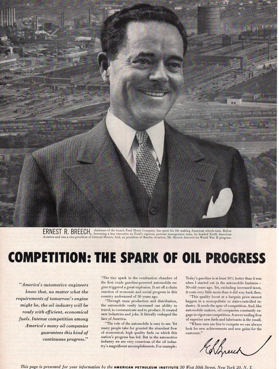 Vintage advertising print Gas Oil American Petroleum FORD Ernest R ...