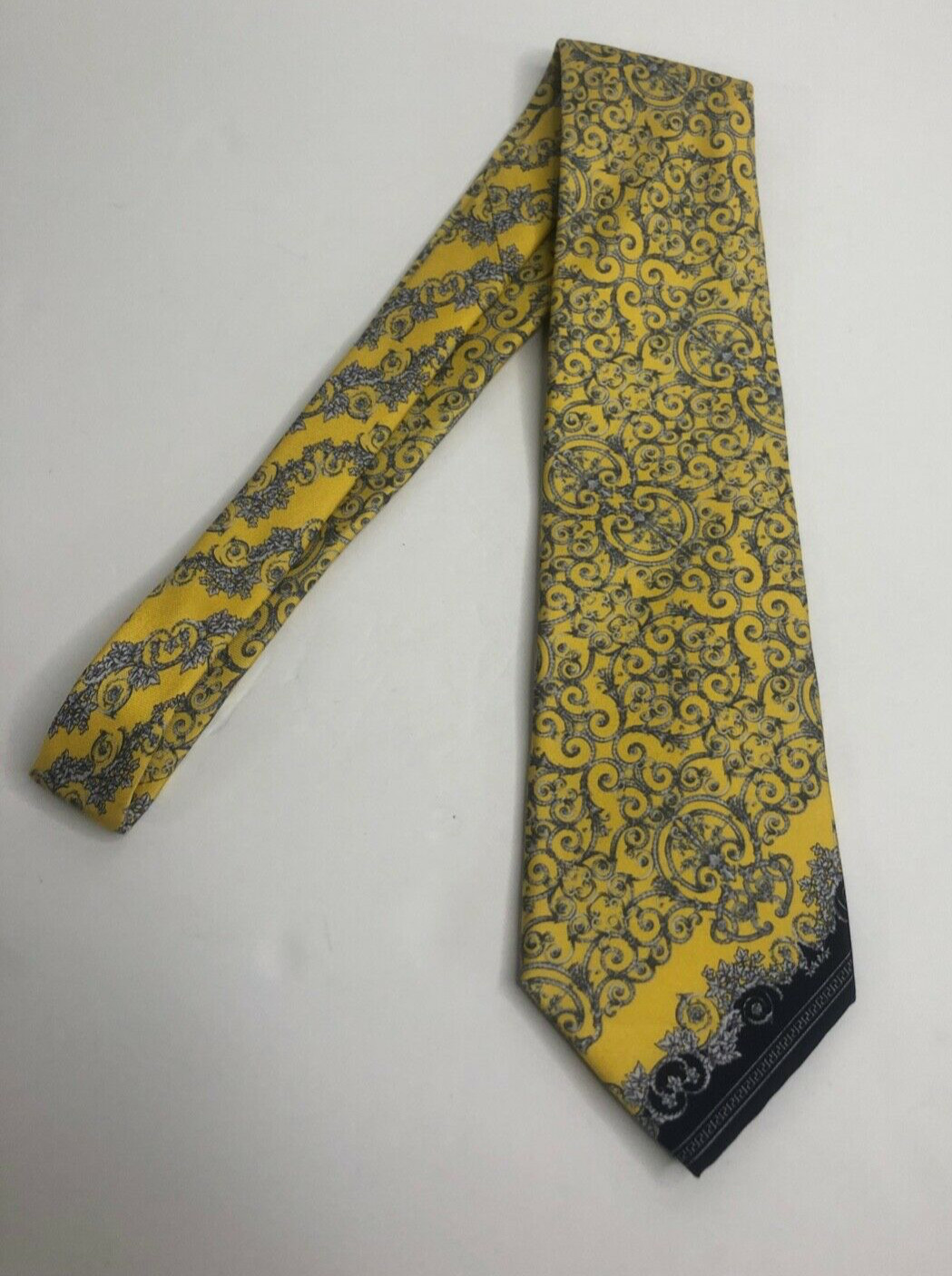 Vintage Gianni Versace Yellow Blue Abstract Print 100… - Gem