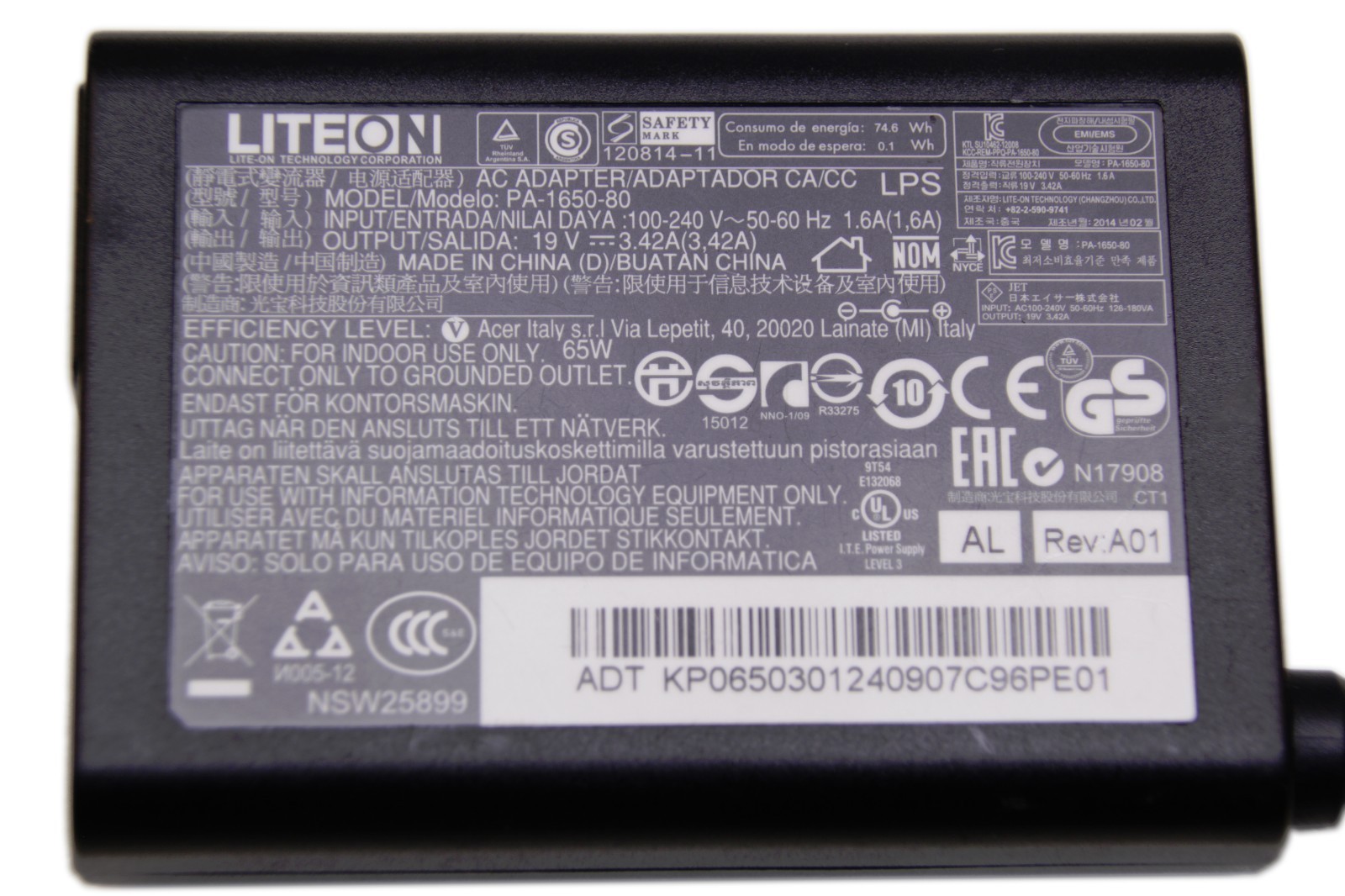 LITEON AC Adapter PA-1650-80 19V 3.42A 65W Laptop Power Supply Charger ...