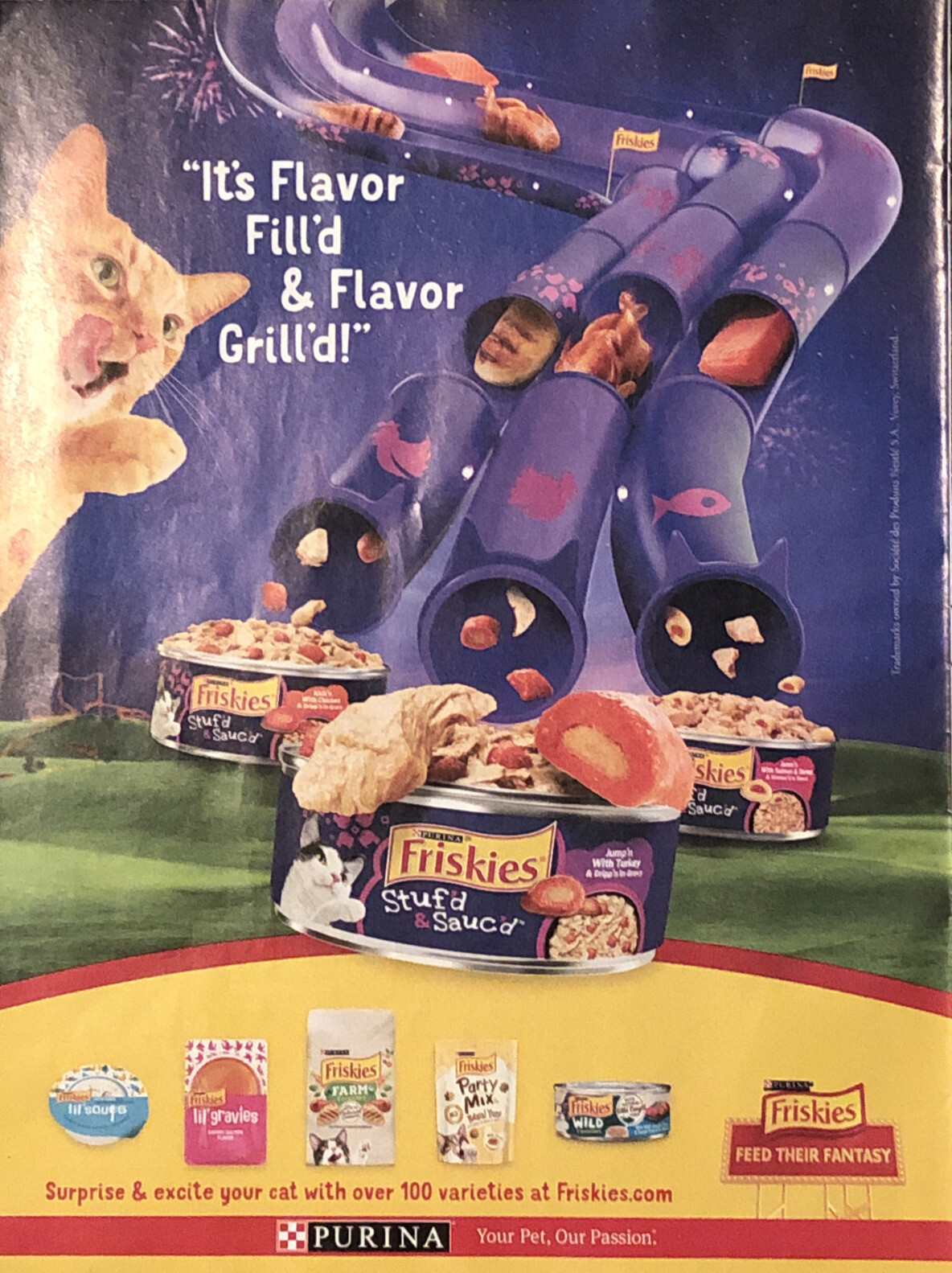 2021 Friskies Cat Food PRINT AD Stufd & Saucd Flavor Wet Food Feed ...