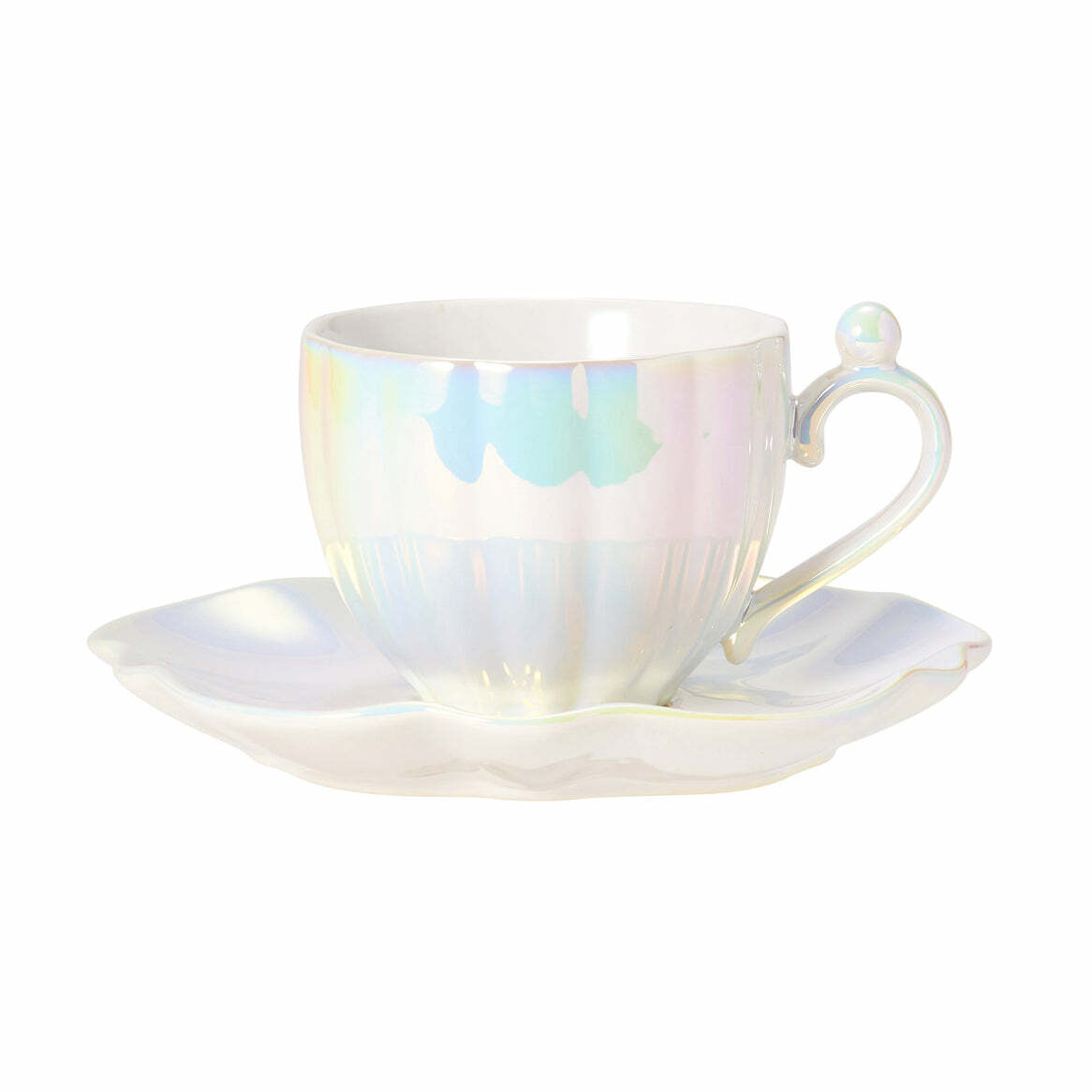 Francfranc Opal Shell White Set Teapotx1 Cup&Saucerx2 Cute Round Shape ...