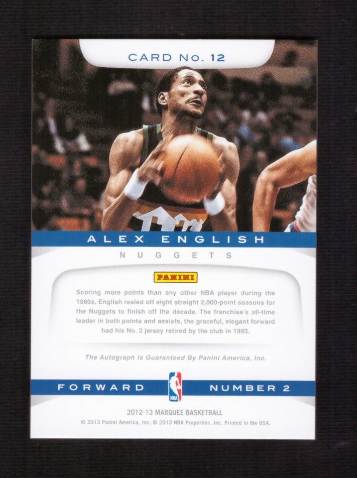 2012-13 Panini Marquee Legends Signatures Alex English Auto HOF | eBay