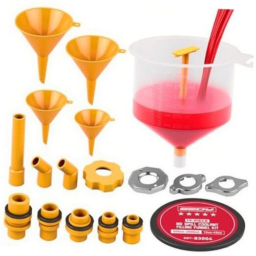 Ultimate No Spill Coolant Funnel Kit - 19-Piece Spill-Free Radiator ...