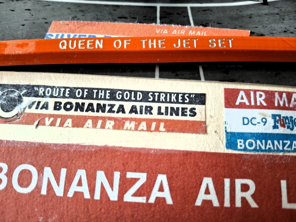 BONANZA AIRLINES Memories Collection F-27 Postcard Air Mail PencI Fit ...