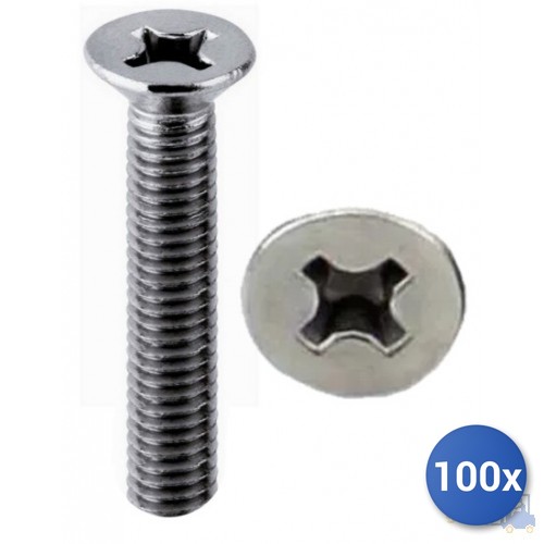 100X Vis Métal Inox A2 AISI 304 Tête Plate Croix E-100 4X25 | eBay