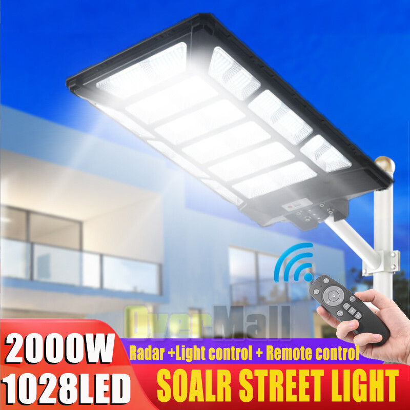 9900000000LM 2000W Commercial Solar Street Light Parking Lot Lamp Road ...