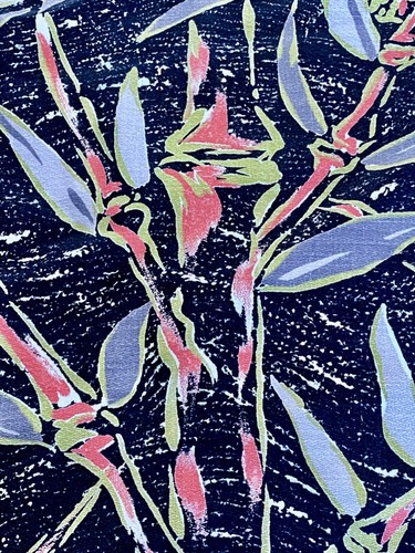 30's Art Deco Miami Electricity on BLACK Barkcloth Vintage Fabric Table ...