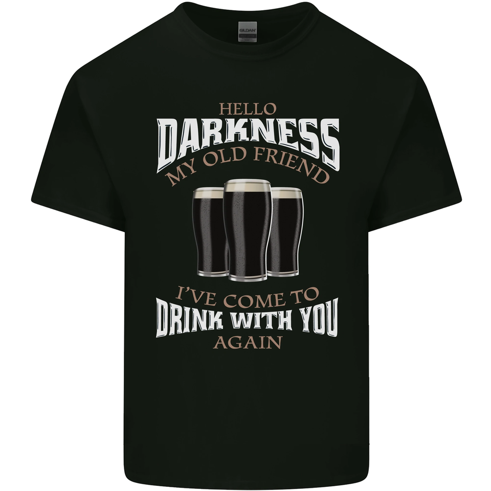 Hello Darkness My Old Friend Funny Guinness Mens Cotton T-Shirt Tee Top ...