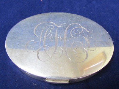 1943 Mary Dunhill Sterling Silver Oval Compact - Monogrammed includes ...