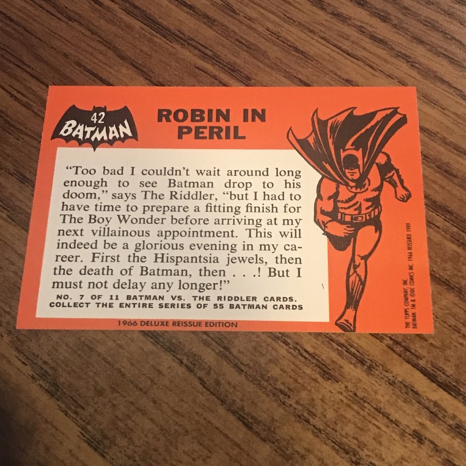 1989 Reprint REISSUE - 1966 Topps BATMAN "Black Bat" - Card #42 "Robin ...