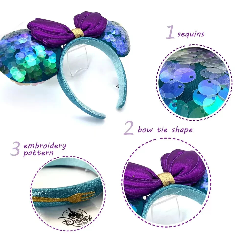 Disney Parks Little Mermaid Ariel Dinglehopper Minnie Mouse Bow Ears ...