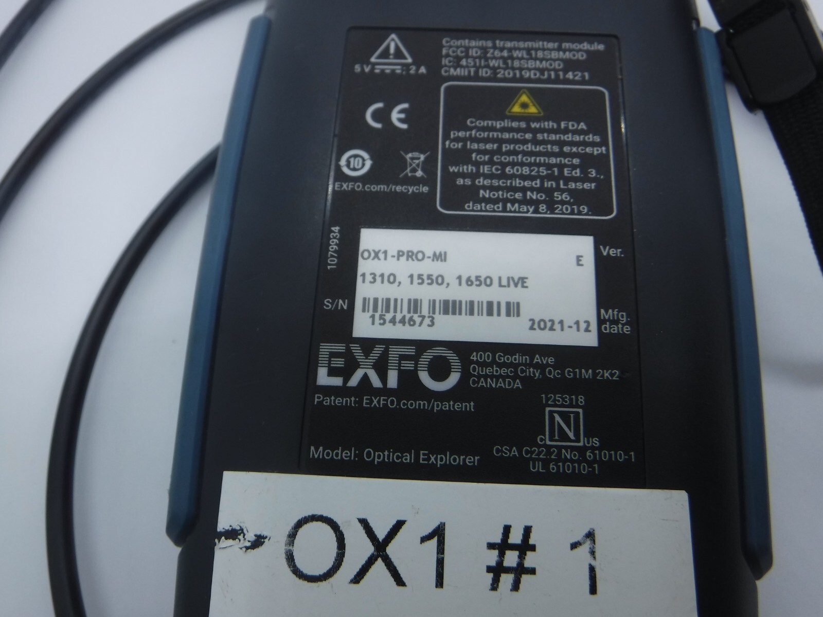 EXFO OX1-PRO-MI-88 1310/1550/1650 nm Optical Fiber Multimeter - Loss ...