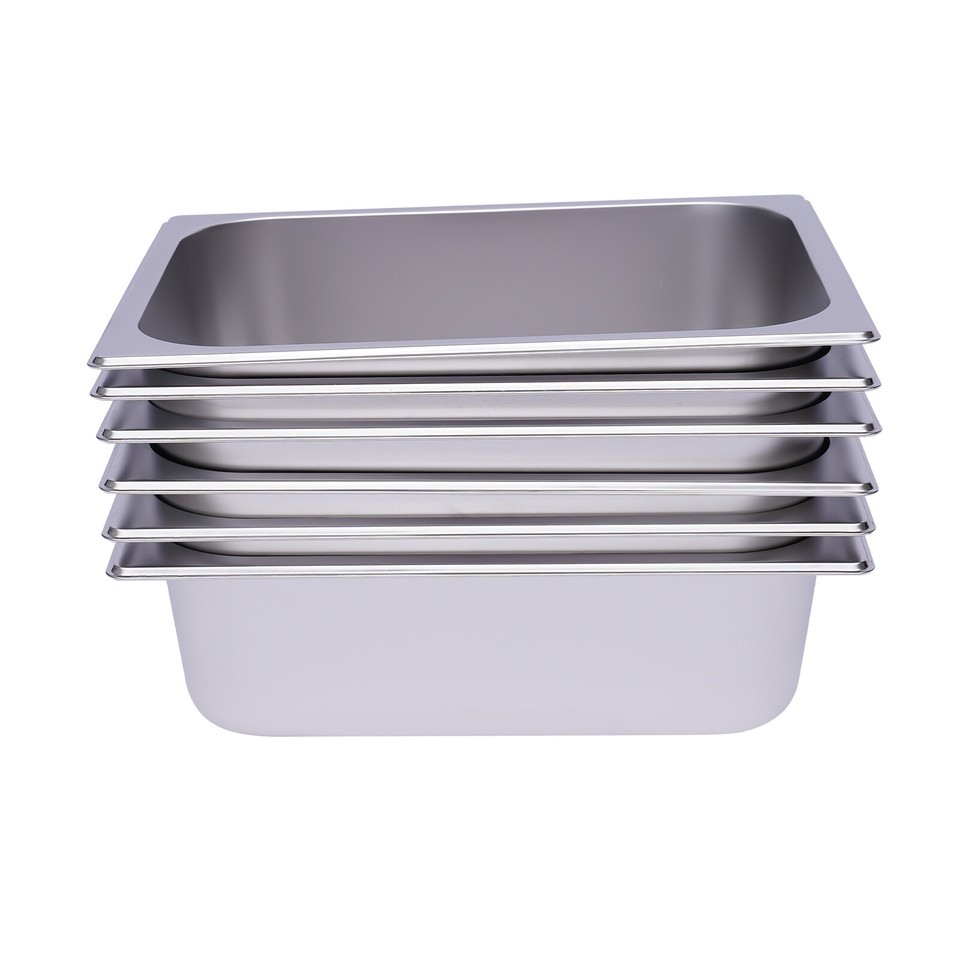 6 Pack 4" Deep 1/2 Size Stainless Steel Steam Table Pans Hotel Food ...