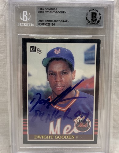 Dwight Doc Gooden Signed 1985 Donruss Rookie RC #190 w/ 84 NL ROY NY ...