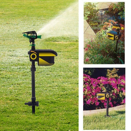 30ft Solar Scarecrow Motion Activated Water Sprinkler Animal Repellent ...
