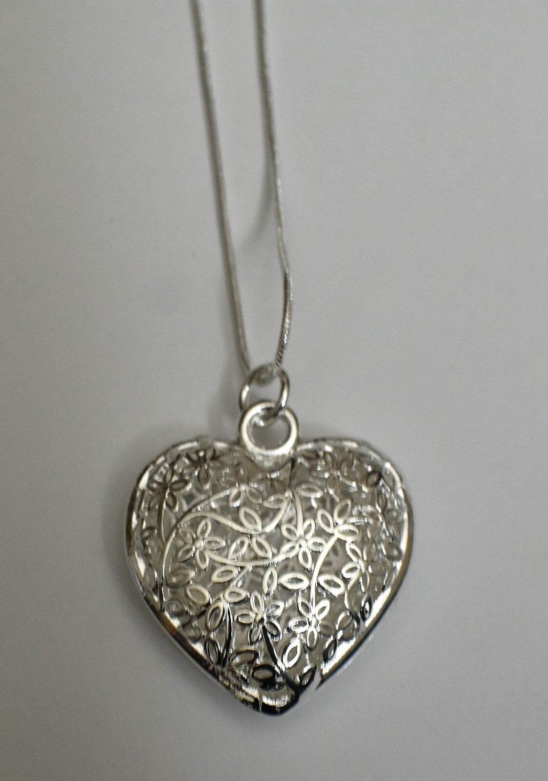 Sterling Silver Puffed Heart Pendant Necklace .521 Oz Silver. Content ...